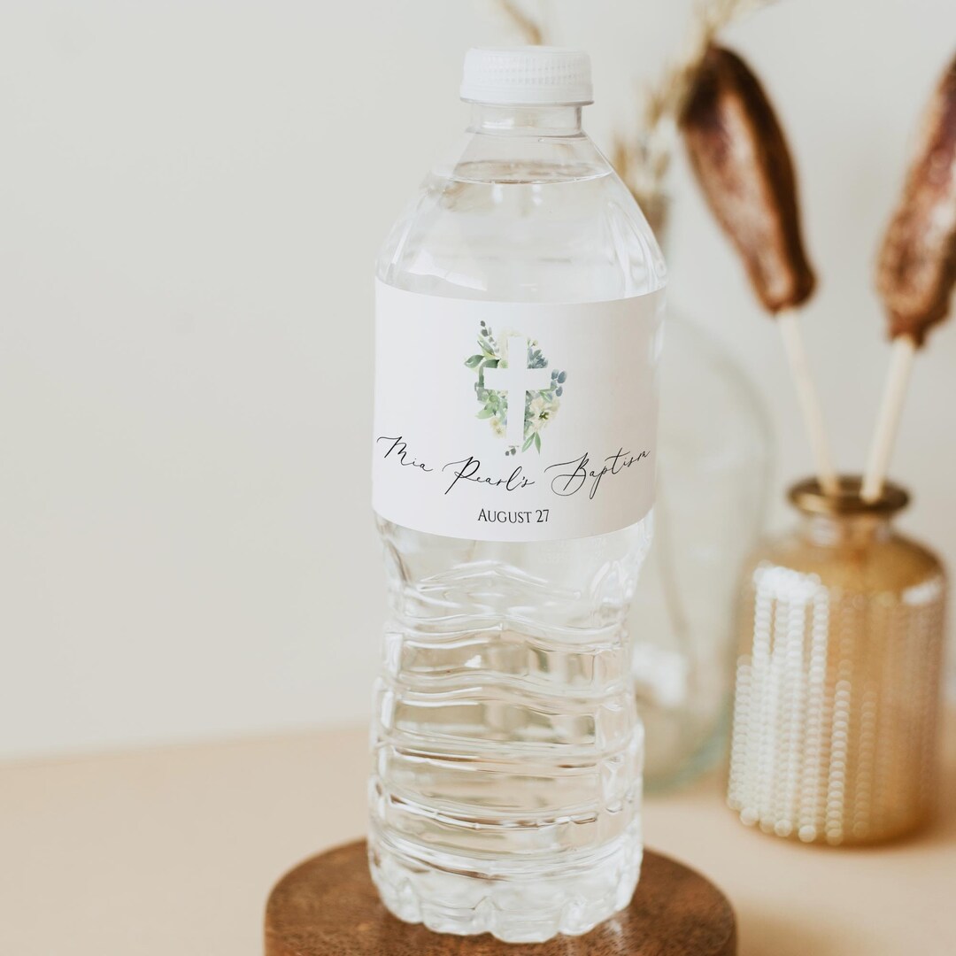 Baptism Water Bottle Label Template Download, Editable Boy Baptism ...