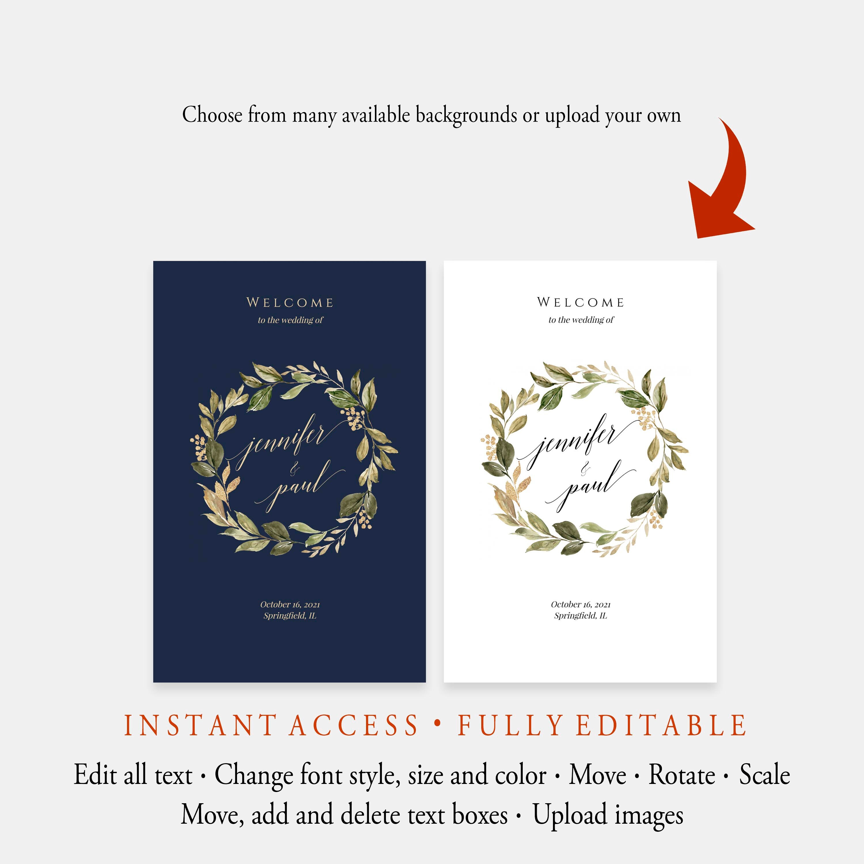 Navy and Gold Folded Program Template Fully Editable Order of - Etsy