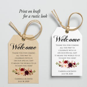 Wedding Welcome Tag, Printable Welcome Tag, Welcome Tag, Welcome Bag ...