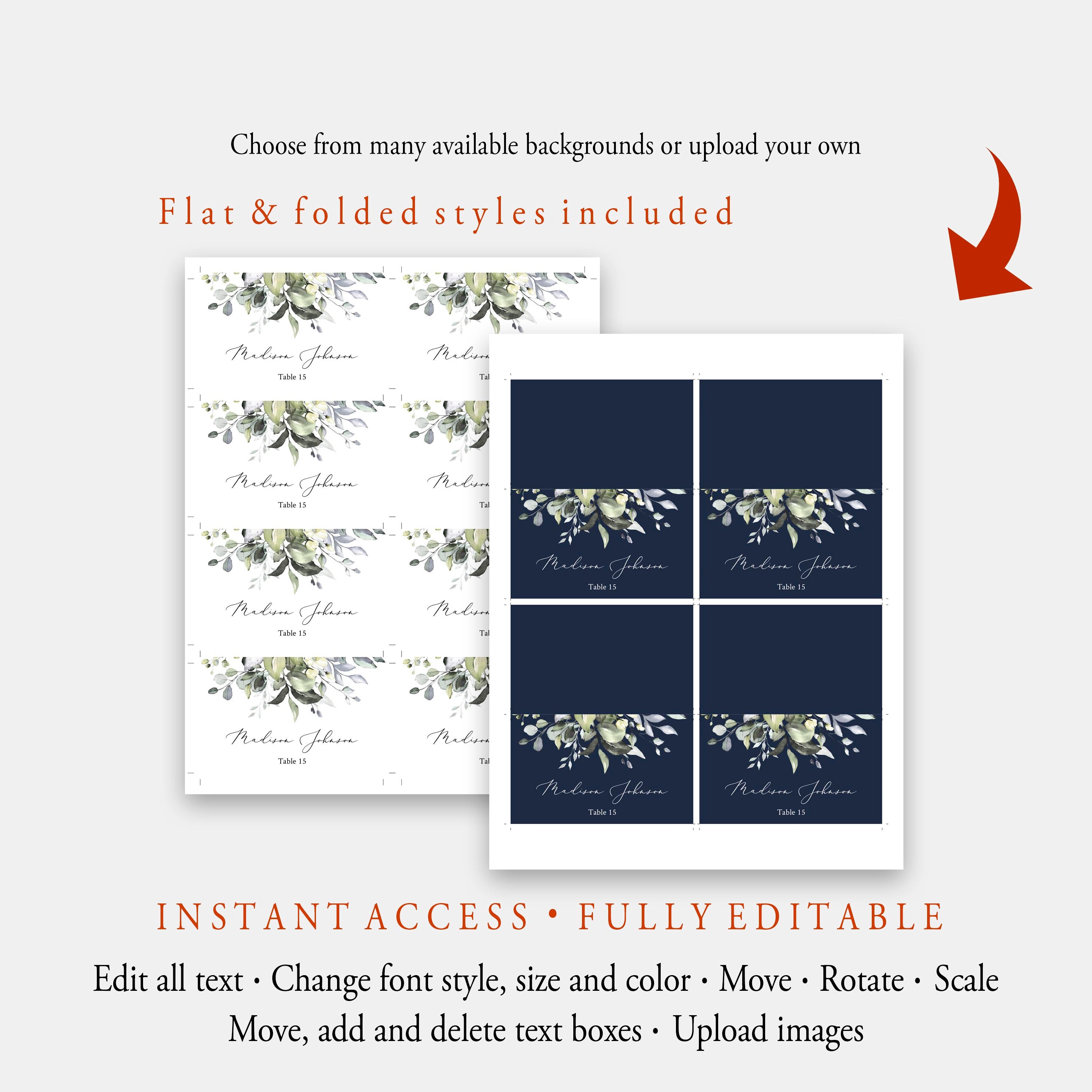 Place Cards Fully Editable Templett Place Card Template | Etsy