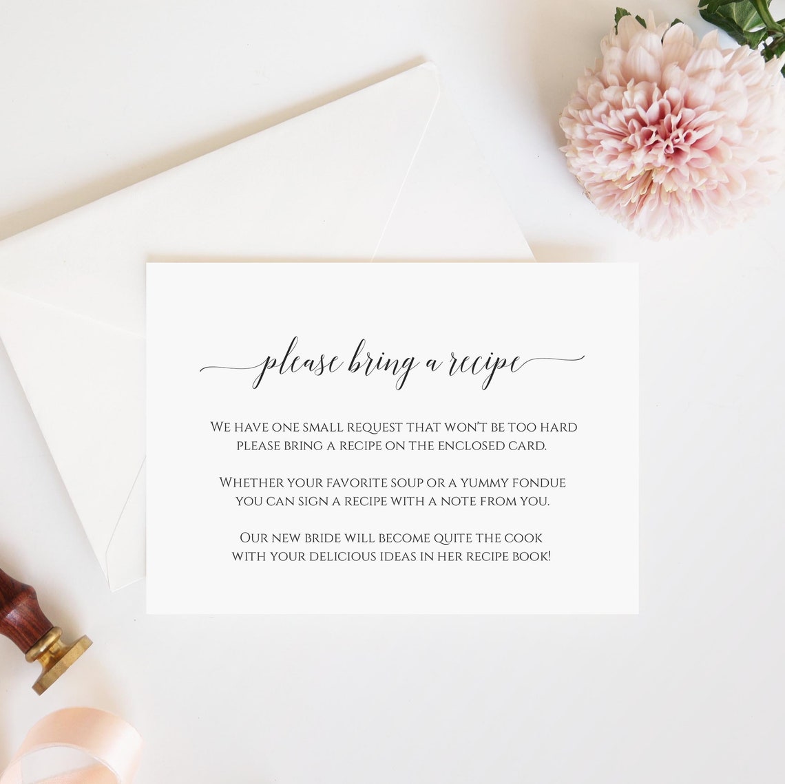 Editable Please Bring A Recipe Template, Instant Download, Bridal ...