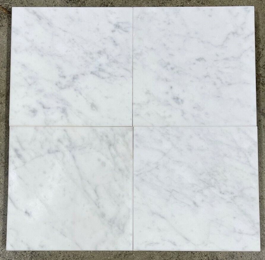 Carrara White Marble Tile Sample – 6x6 Natural Stone, 2cm for Floor ...