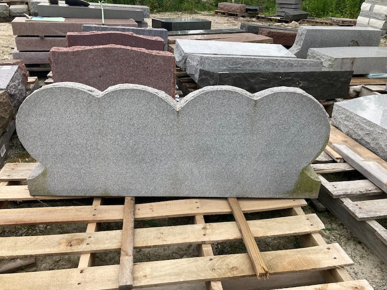 Gray Double Heart Granite Slant Monument Cemetery Headstone - Etsy