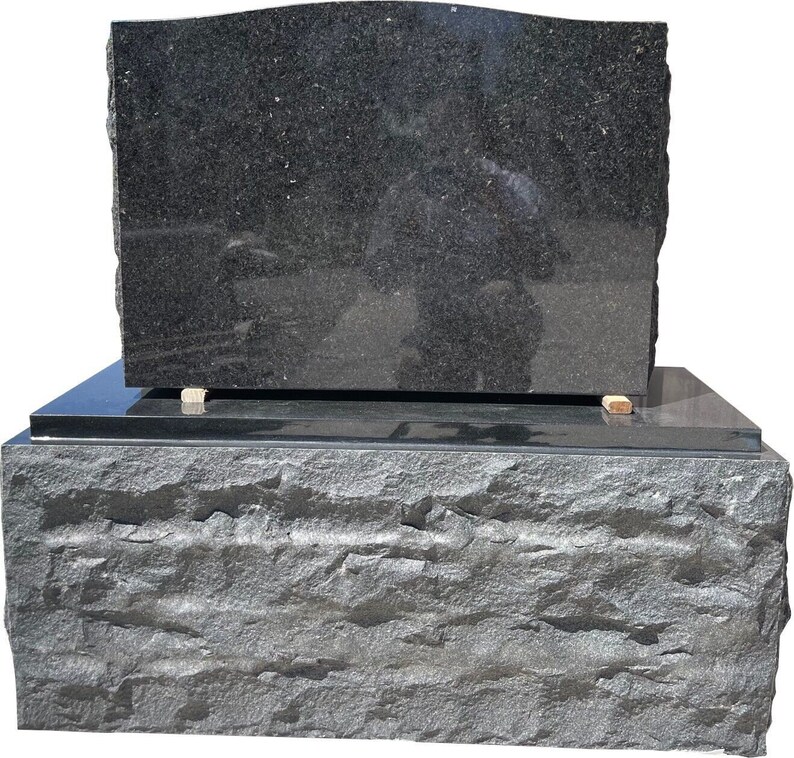 Black Granite Serpentine Monument MN-36B | Polished Top Headstone With ...