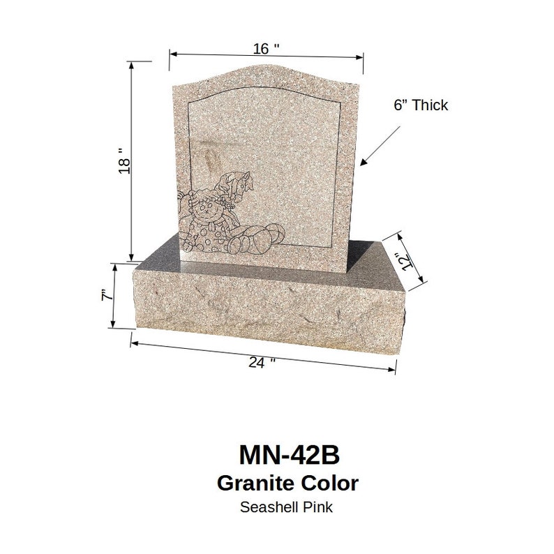 Seashell Pink Small Granite Headstone MN-42B | Monument With Engraved ...