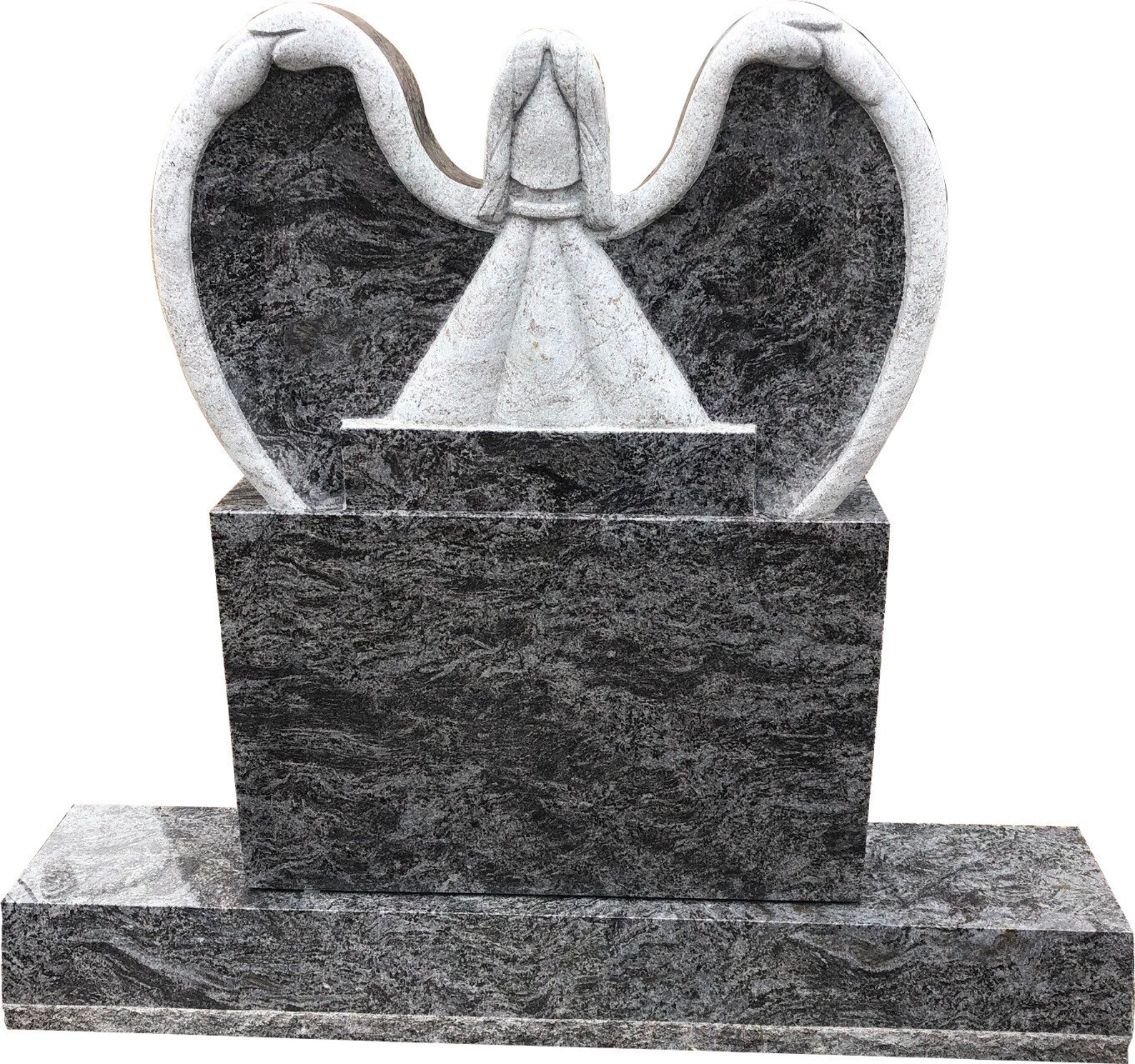 Bahama Blue Granite Angel Monument Polished Wings Cemetery Grave Stone ...