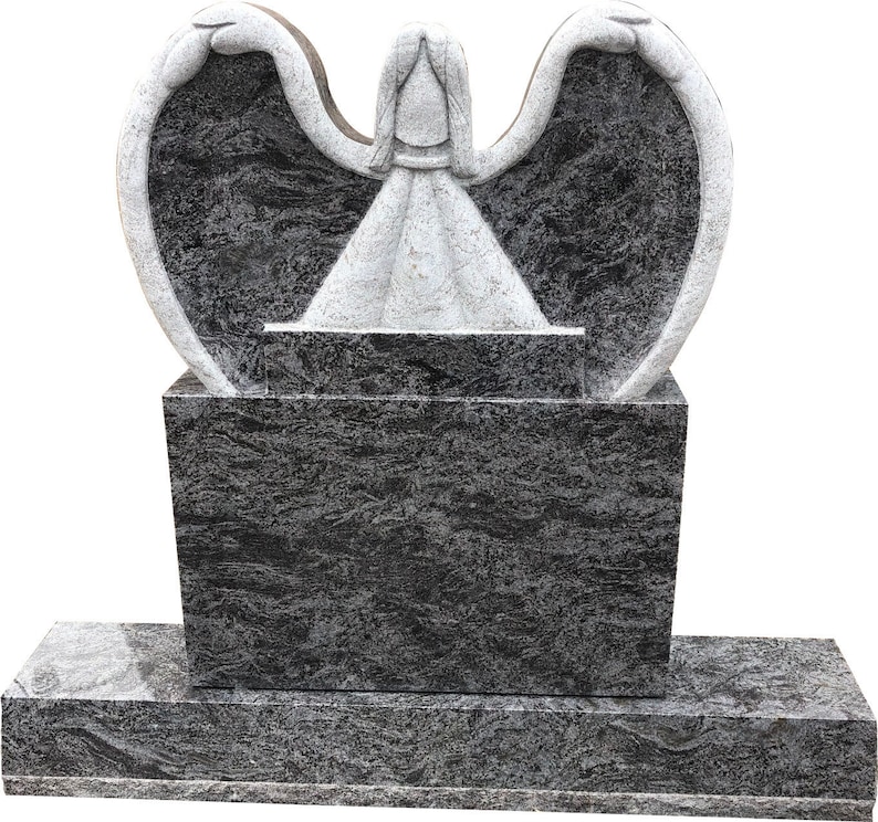 Bahama Blue Granite Angel Monument Polished Wings Cemetery Grave Stone ...