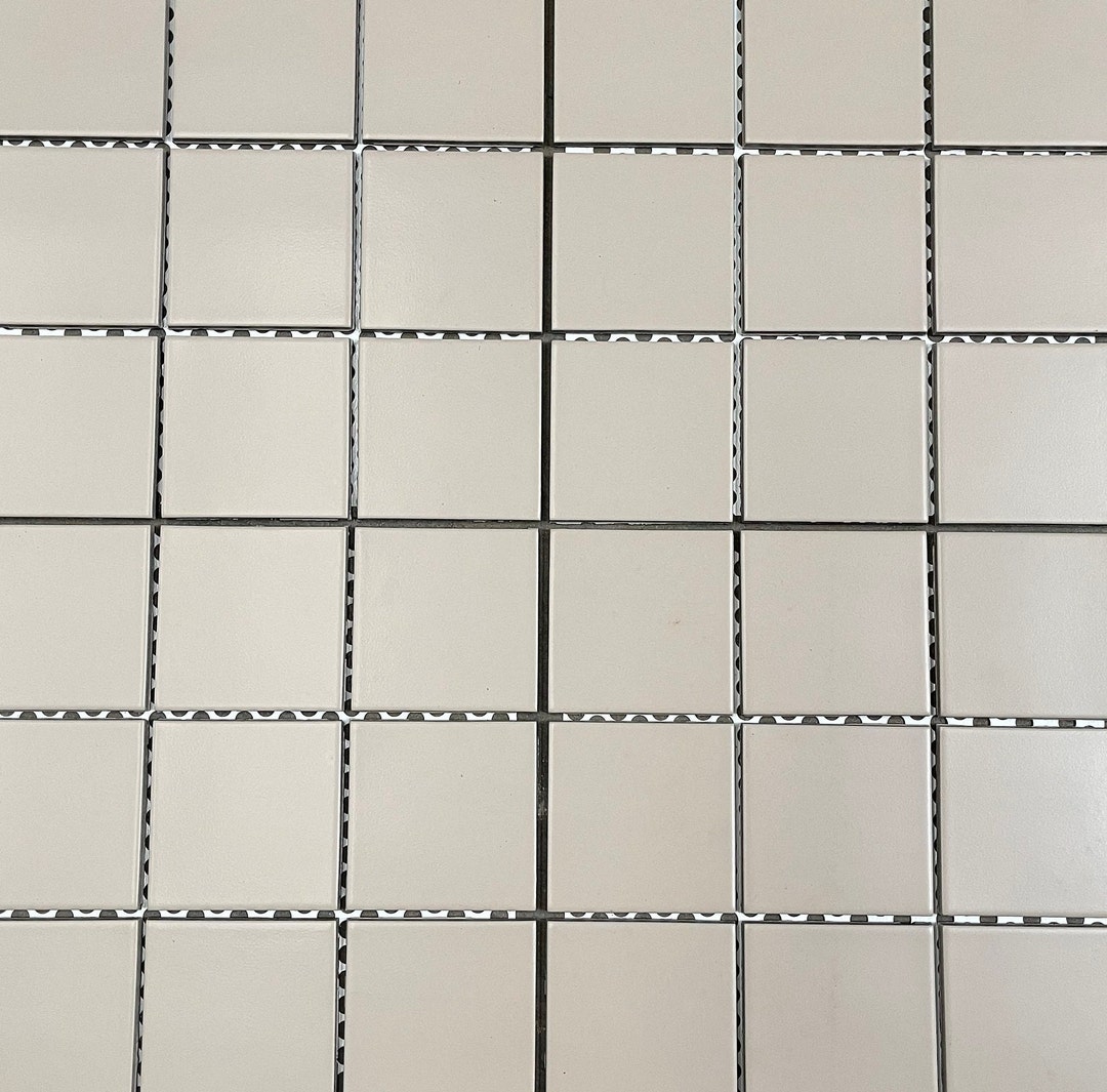 3 7/8" X 3 7/8" X 1/4" Tile Beige Rich Cream Ceramic Glossy Bathroom ...