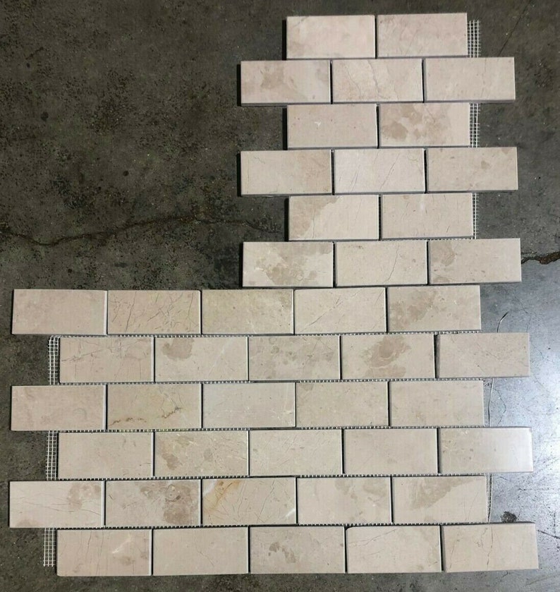 Tile Creamy Marble Subway Backsplash Backsplash 2X4 Box of 10 Sheets T ...
