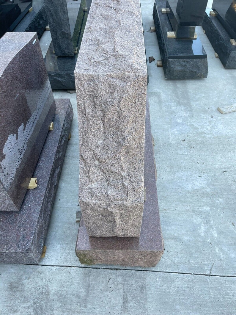 Sedona Brown Granite Monument MN-08B | Half Circle Corner Headstone | Cemetery Grave Marker - Etsy