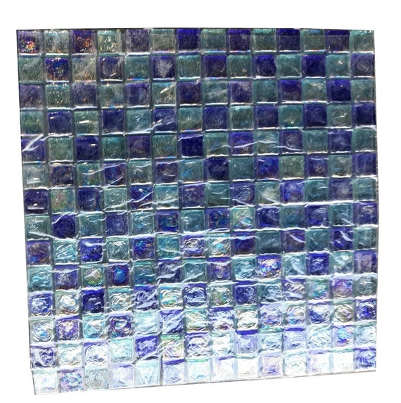 Tile Glass Mosaic Blue and Sea Blue Square and Rectan… - Gem