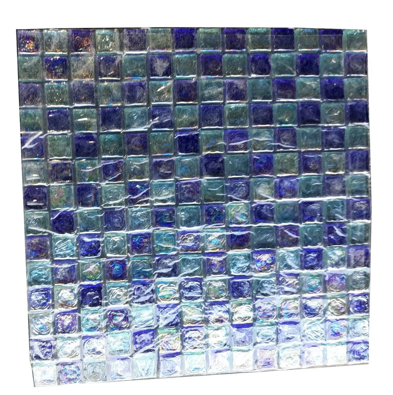 Tile Glass Mosaic Blue and Sea Blue Square and Rectangle Wall ...