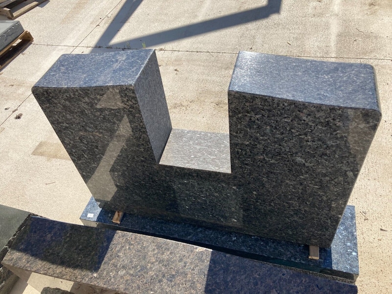 Blue Pearl Headstone Granite Split Upright Monument With Room for Vase ...