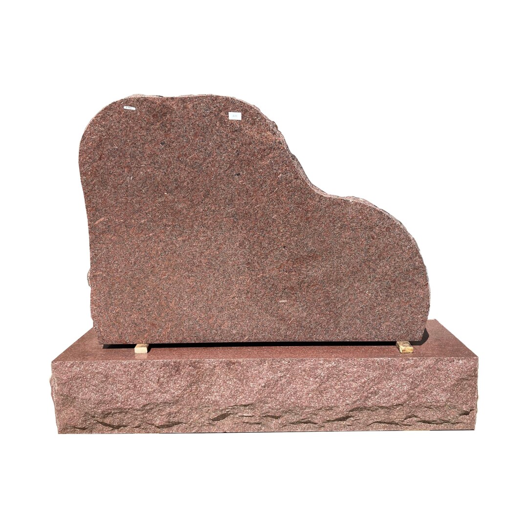 Red Granite Piano Shaped Monument Headstone With Rough Edges Cemetery ...