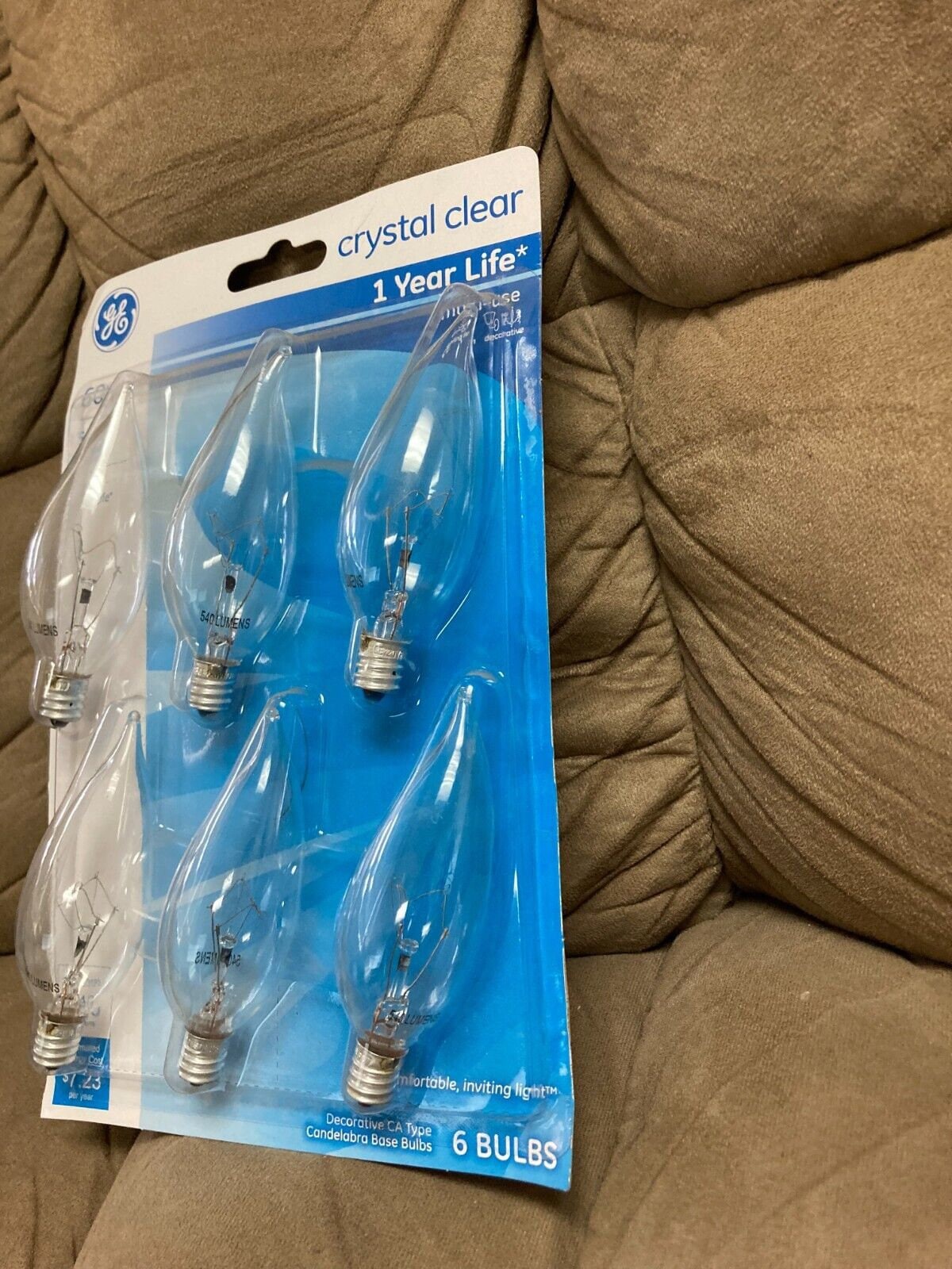 GE Crystal Clear 60W Candlabra Base CA Bulbs Ceiling Fan Decorative (10 ...
