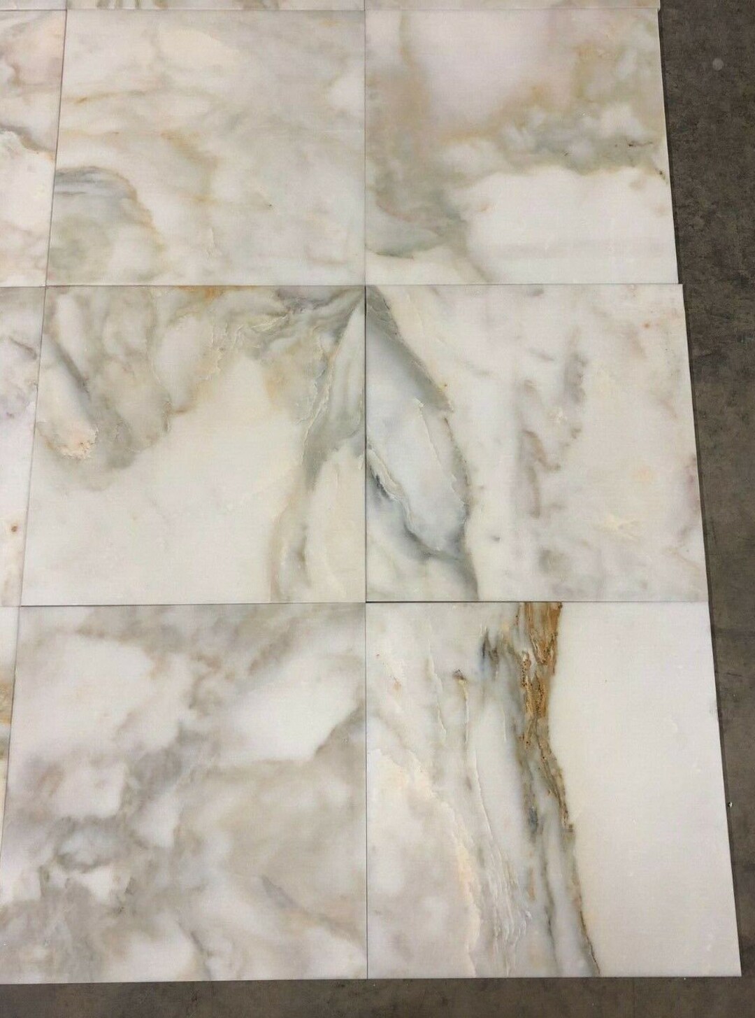 Gold Cream Glacier Marble Natural Stone Tile 18"x18" Floor -6 Tiles EF ...