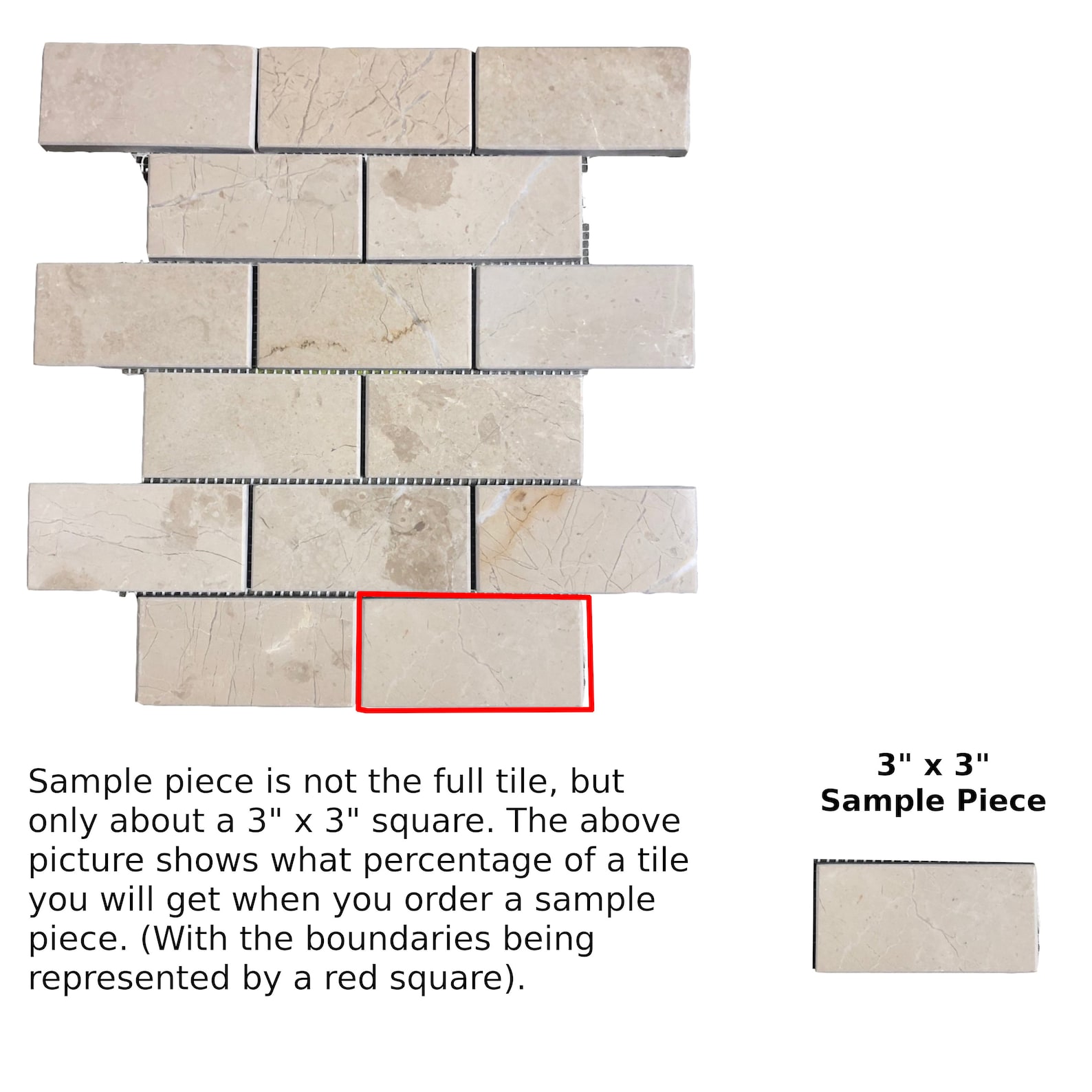 Tile Cream Beige Marble Subway Backsplash Border Wall Meshed (sample ...