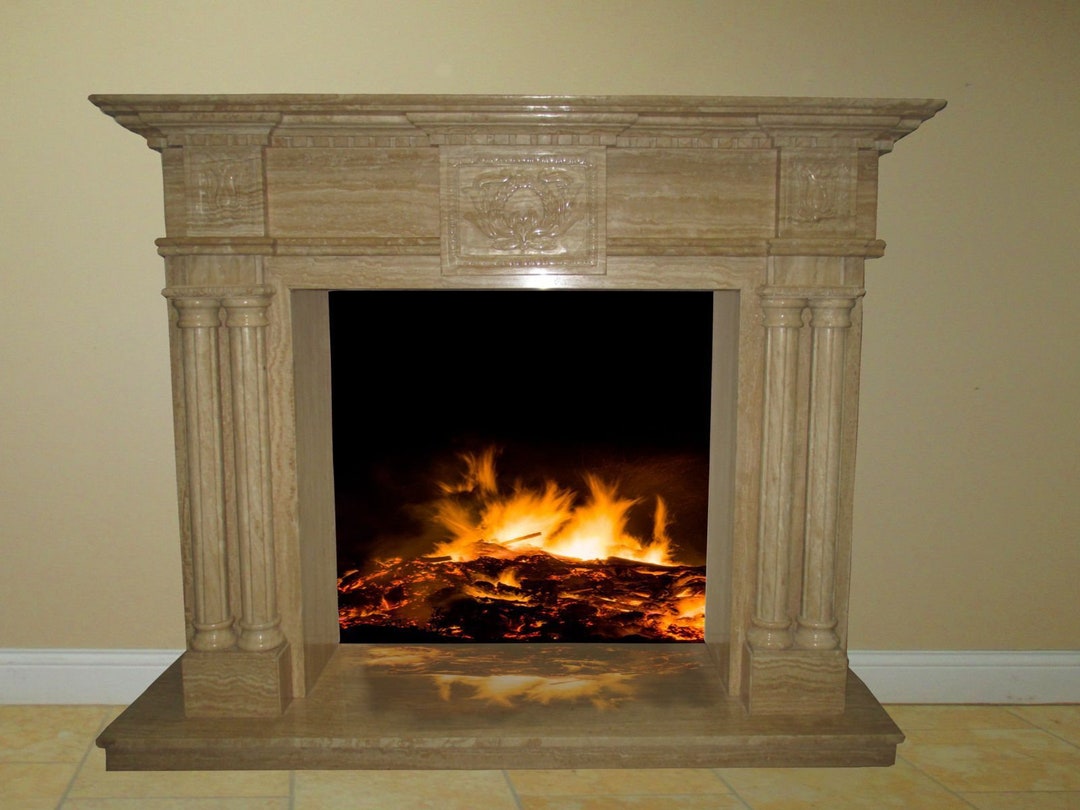 Cream Brown Marble Fireplace Surround - 57x47x17 - Etsy