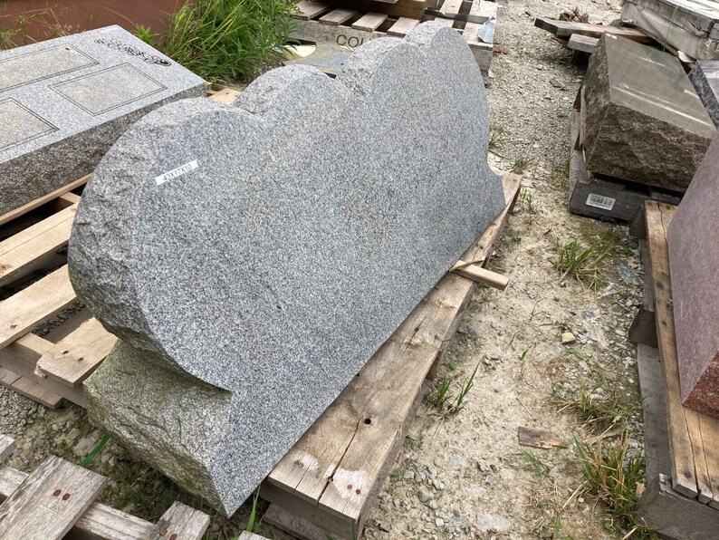 Gray Double Heart Granite Slant Monument Cemetery Headstone - Etsy