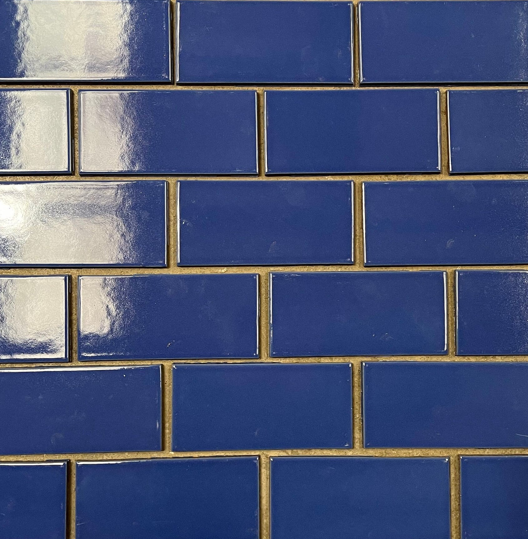 Blue Ceramic Subway Tile, Bath Backsplash Border (2 7/8