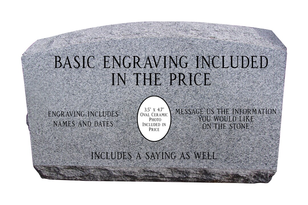 Gray Granite Slant Monument Headstone With Ceramic Photo, Design, and ...