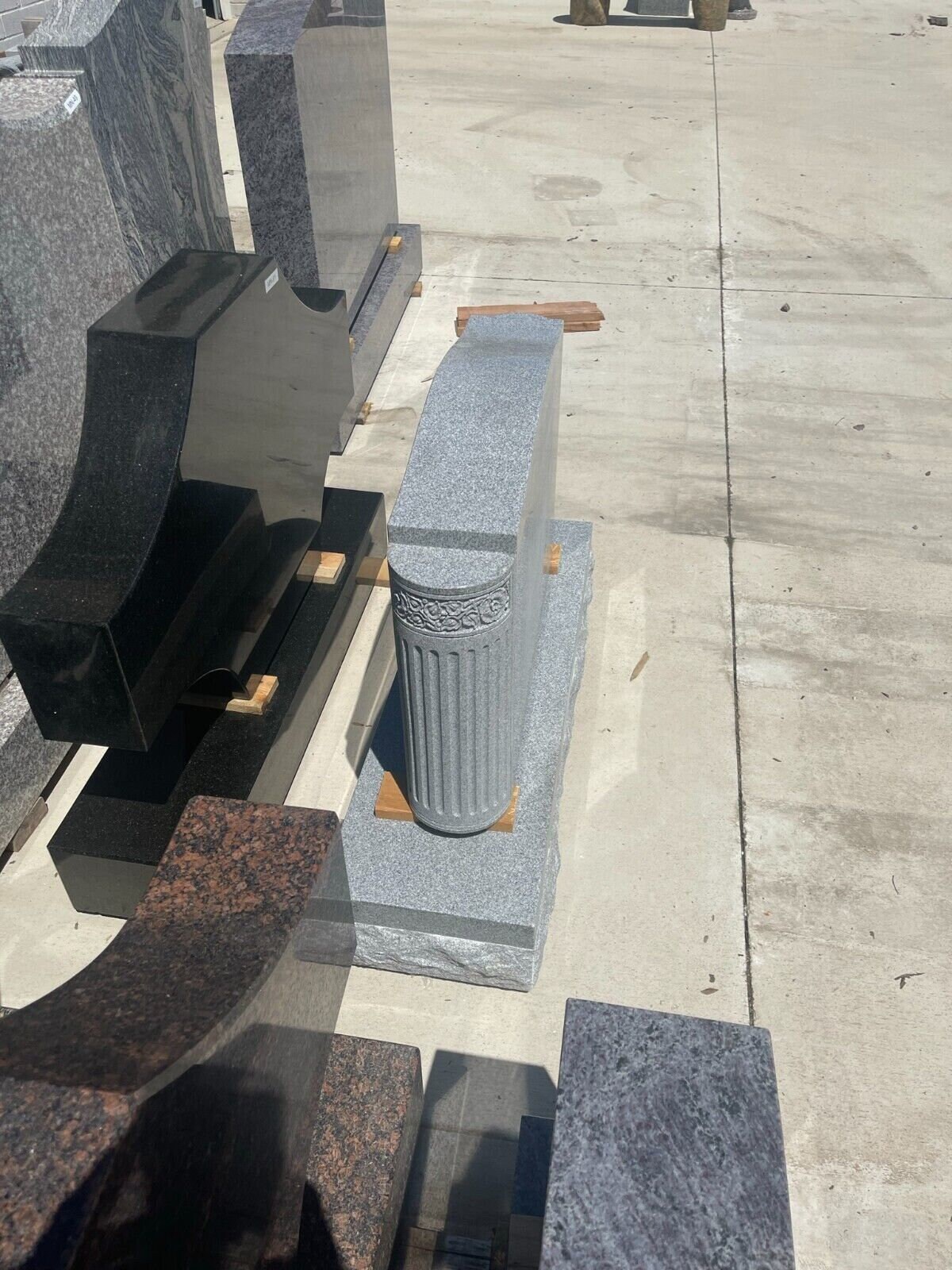 Gray Granite Engaged Column Grave Monument 2" Polish Margin on Base MN ...