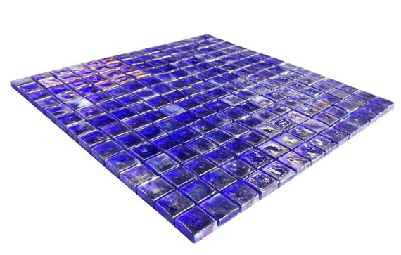 12x12 Tile Blue Glass Shower Mosaic Wall Backsplash T… - Gem