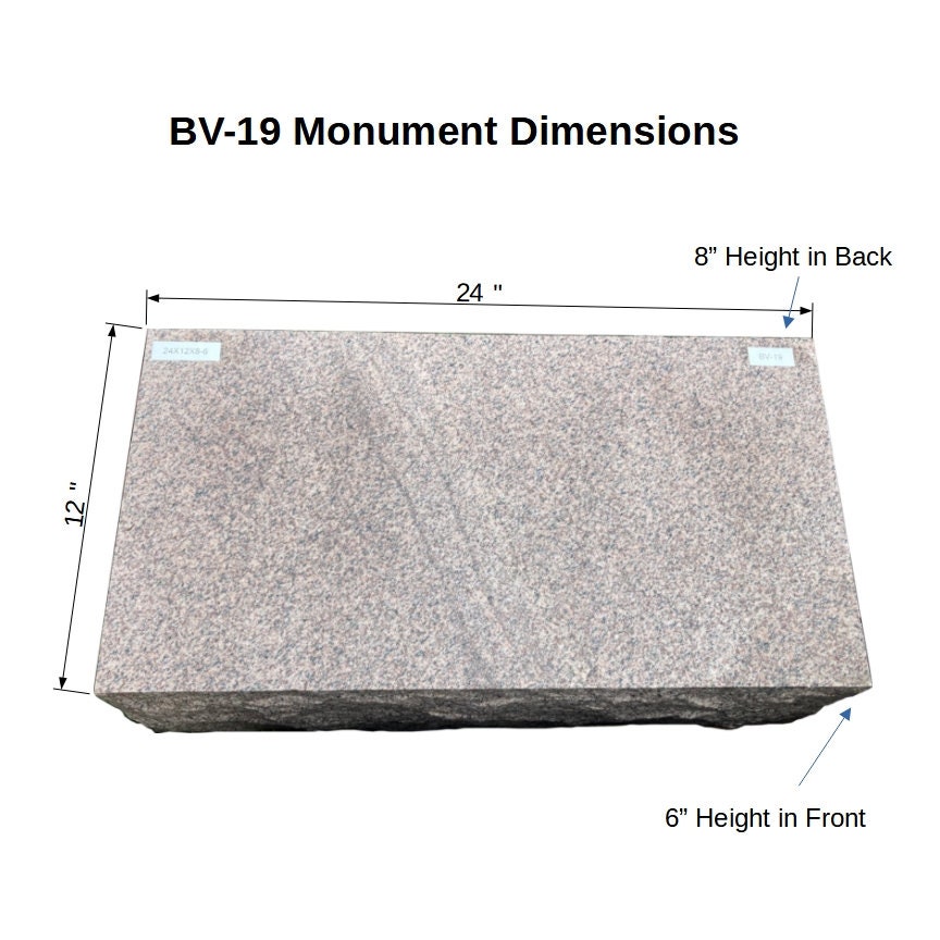 24x12x8-6 Granite Colonial Rose Bevel Marker Monument Headstone Grave ...