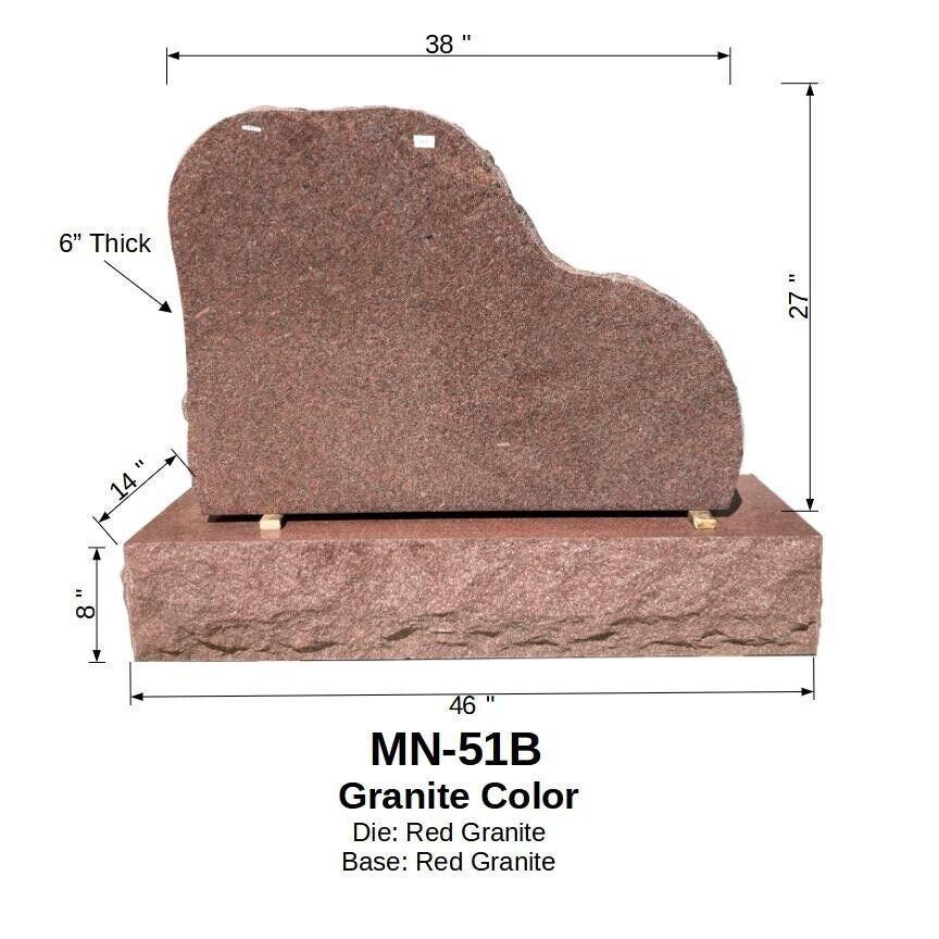Red Granite Piano-shaped Monument Headstone MN-51B | Rough Edge ...