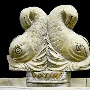 Light Beige Fish Head Travertine Fountain Indoor Outdoor Single Bowl ...