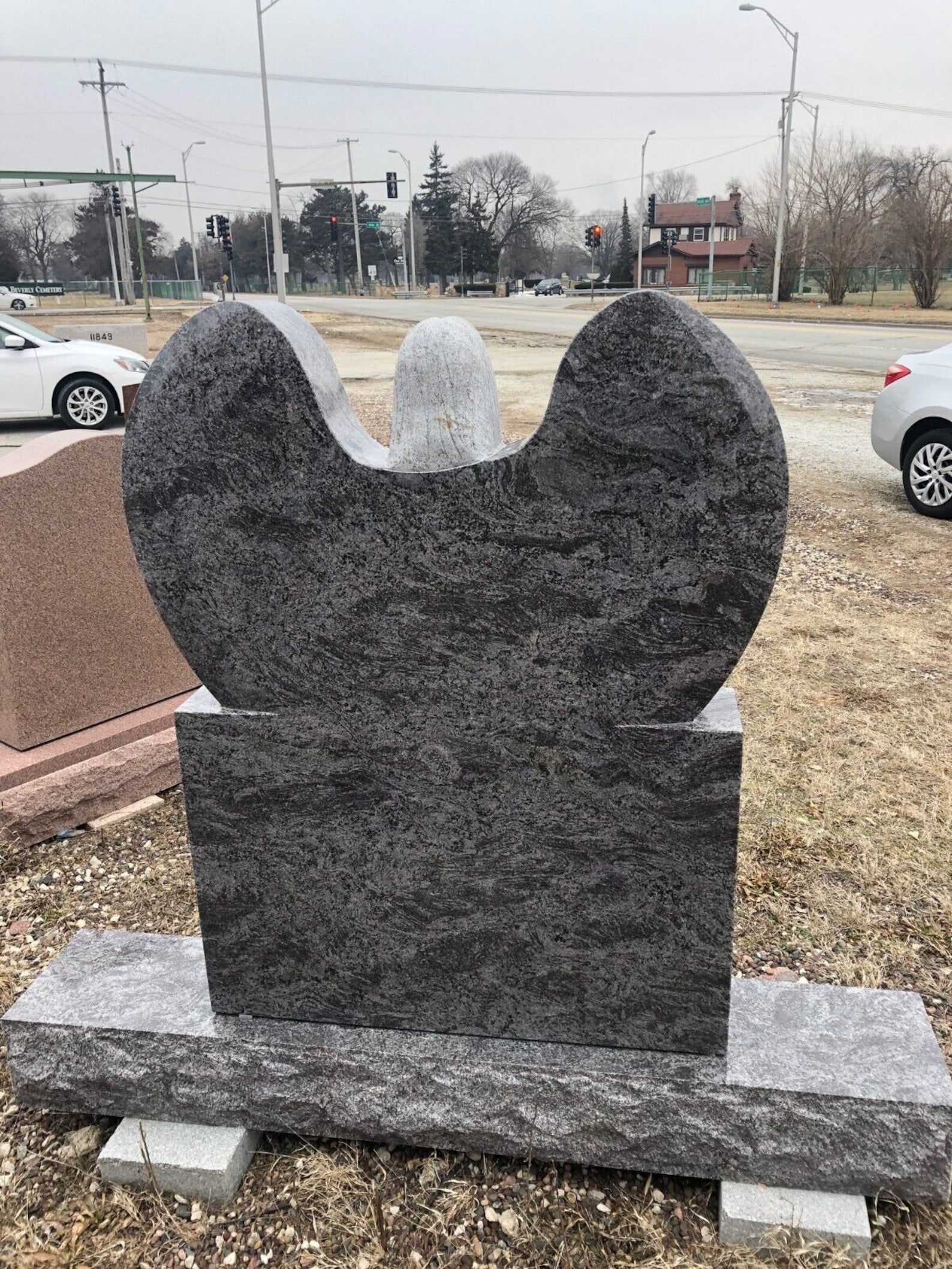 Bahama Blue Granite Angel Monument Polished Wings Cemetery Grave Stone ...