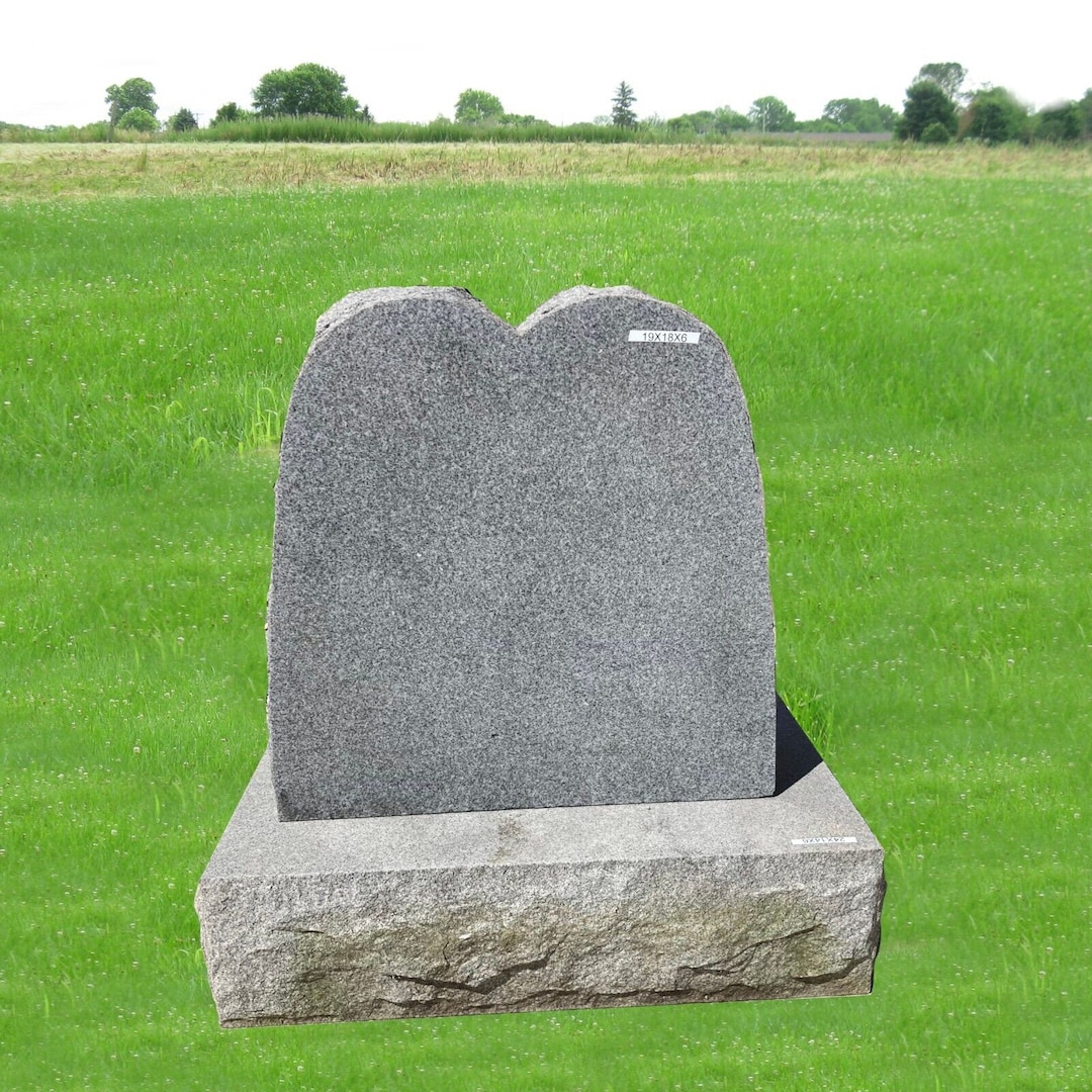 Small Gray Granite Double Arch Monument MN-53B | Rough Edge Gravestone ...