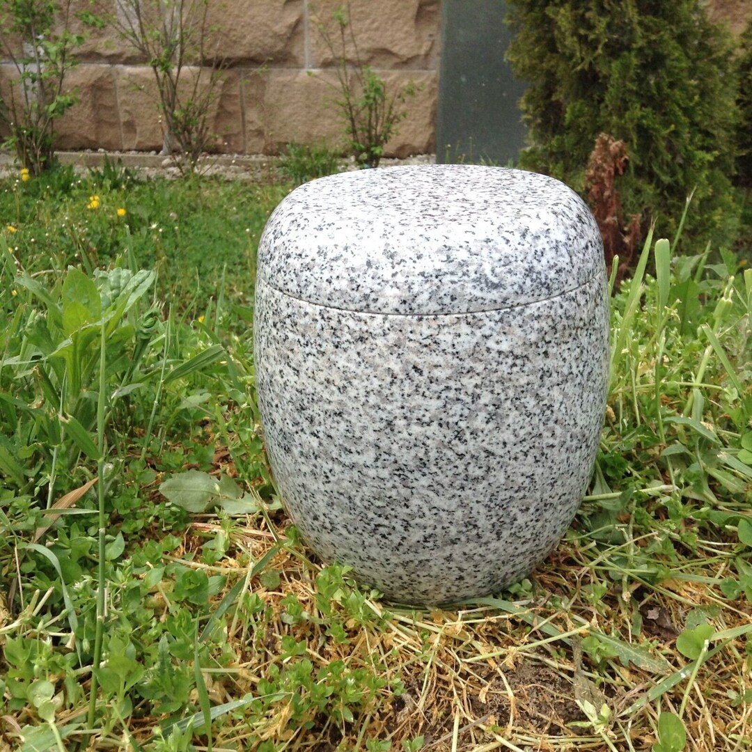 Lunar Pearl Granite Cremation Urn for Ashes Cemetery Memorial Pot Jar ...