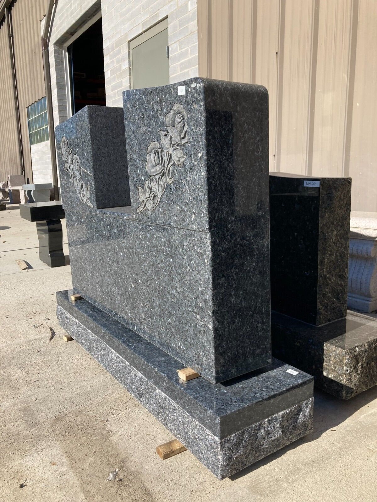 Blue Pearl Headstone Granite Split Upright Monument With Room for Vase ...
