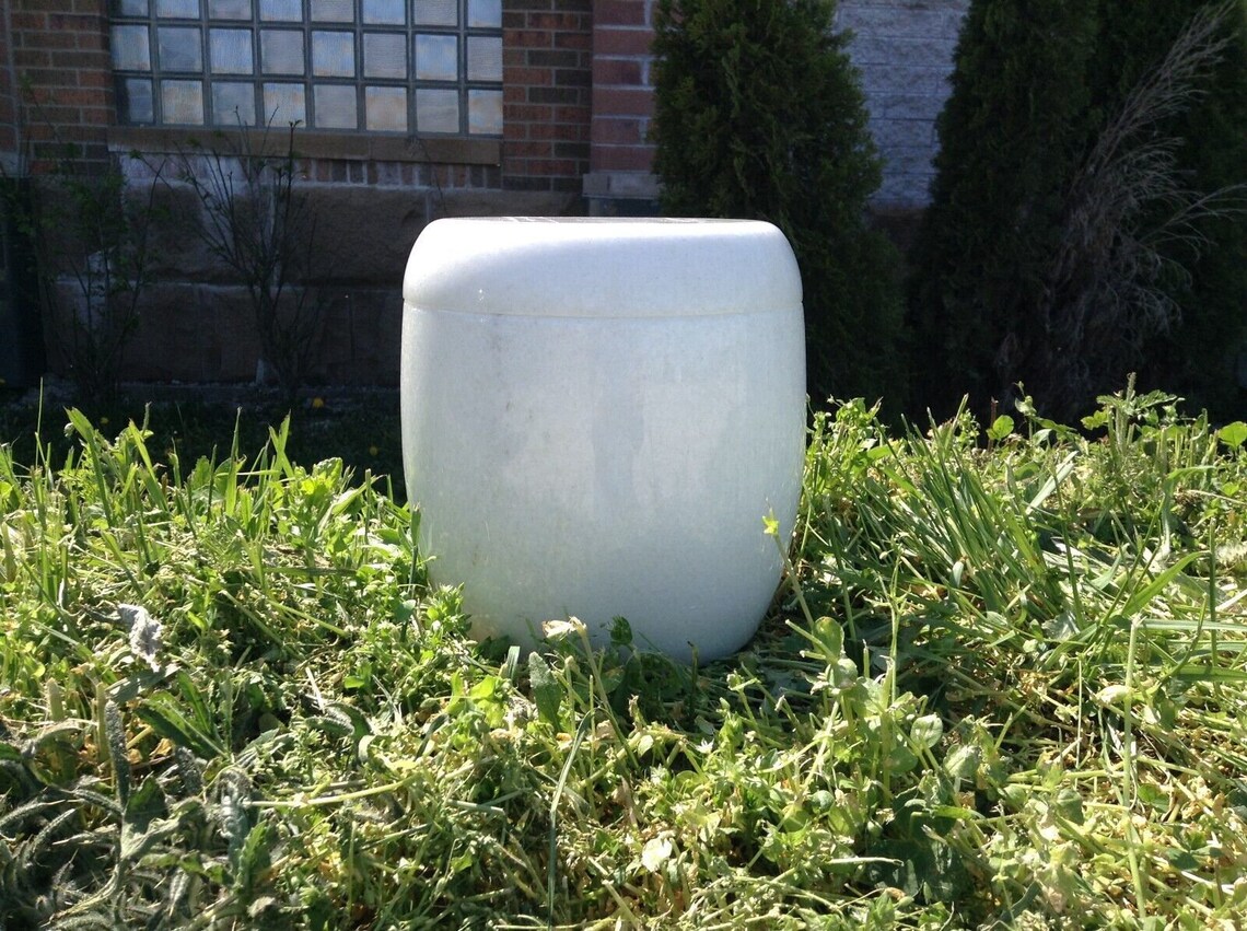 Crystal White Granite Cremation Urn for Ashes Cemetery Memorial Pot Jar ...