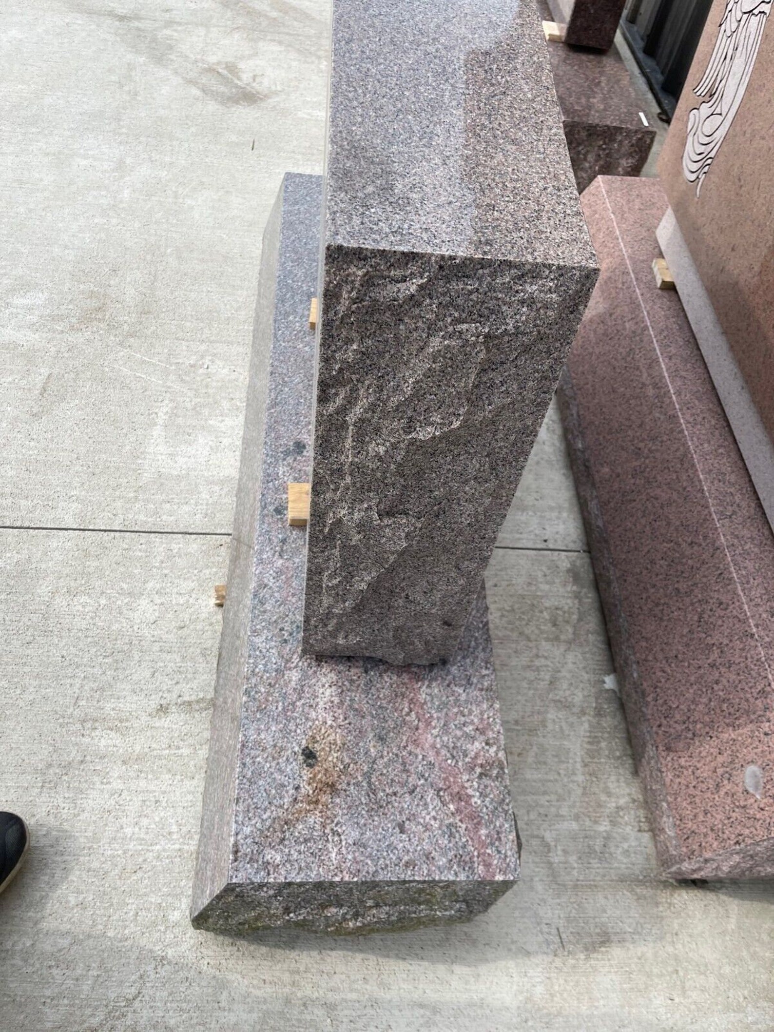 Medium Pink Granite Serpentine Monument MN-26B | Rock Pitch Headstone ...