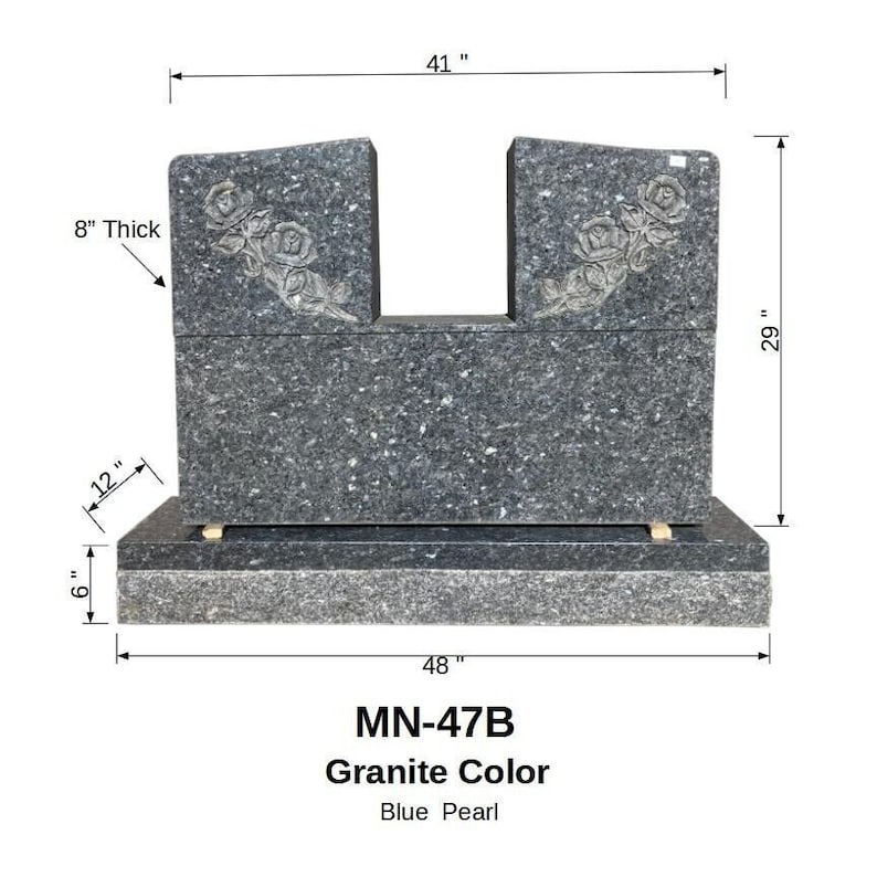 Blue Pearl Granite Split Upright Monument MN-47B | Headstone With Room ...