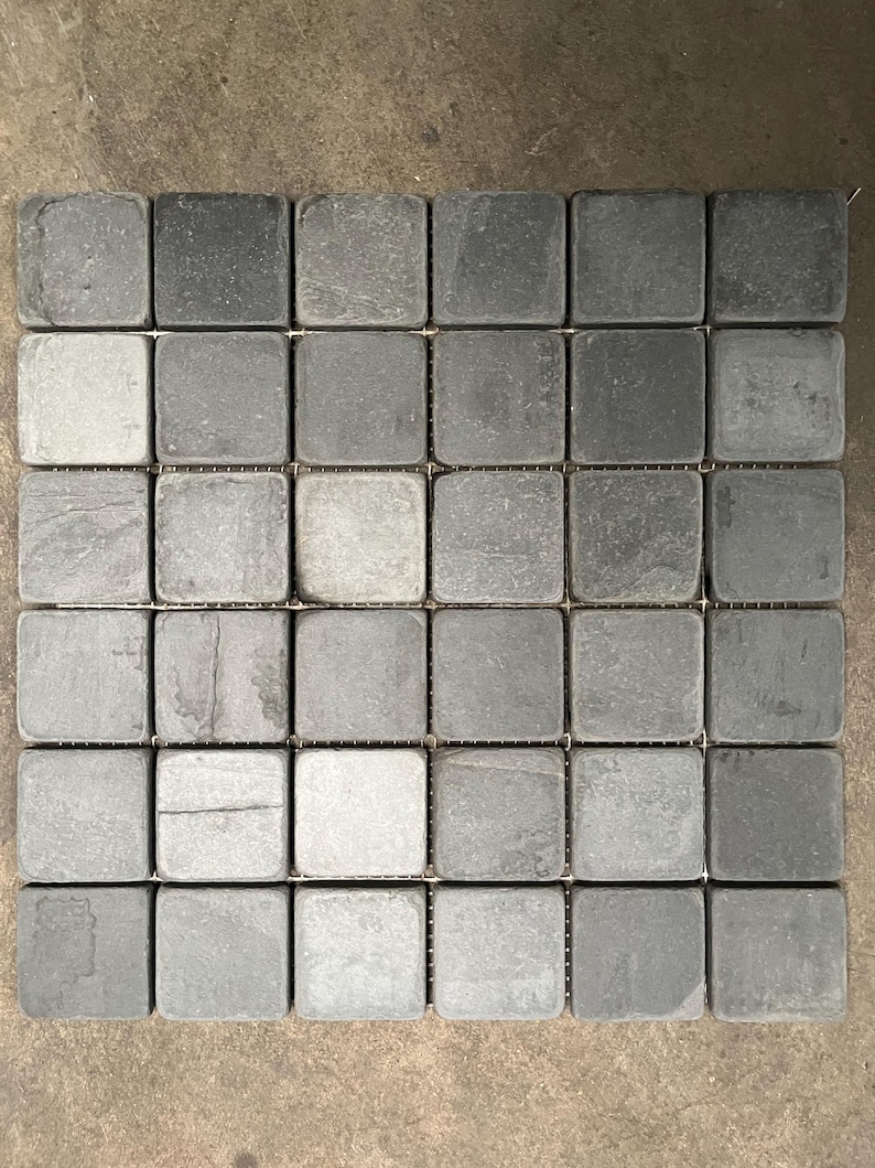 Black Mosaic Tile: 12" Natural Stone Tile Sheet - Etsy
