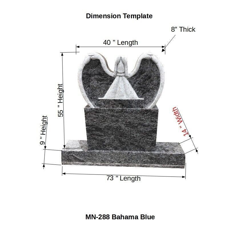 Bahama Blue Granite Angel Monument Polished Wings Cemetery Grave Stone ...
