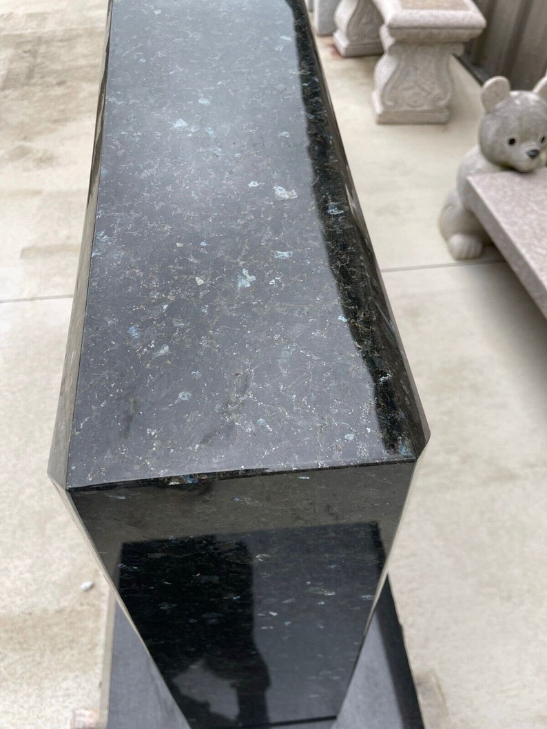 Emerald Blue Pearl Granite Headstone MN-00B | Large Monument With Black ...