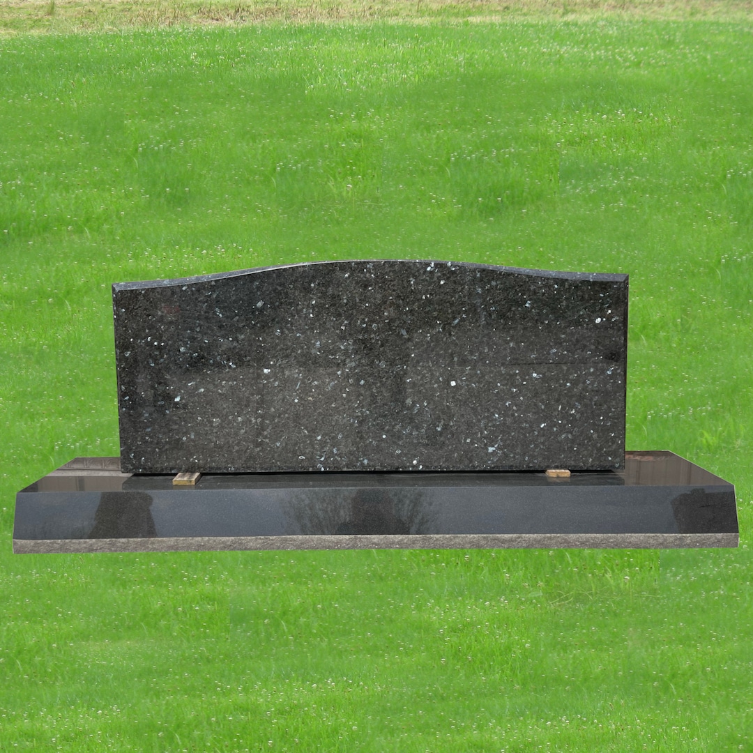 Emerald Blue Pearl Granite Headstone MN-00B | Large Monument With Black ...