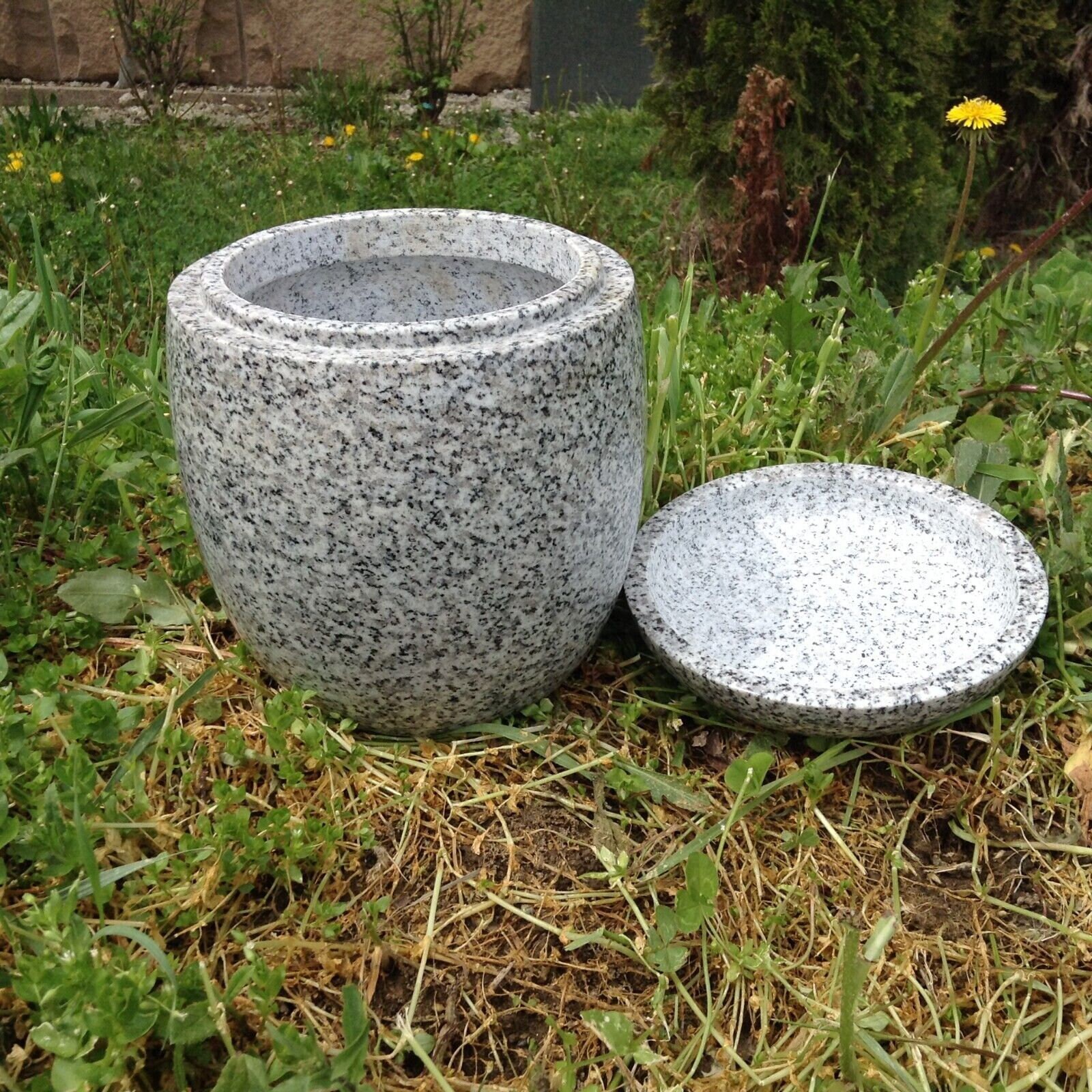 Lunar Pearl Granite Cremation Urn for Ashes Cemetery Memorial Pot Jar ...