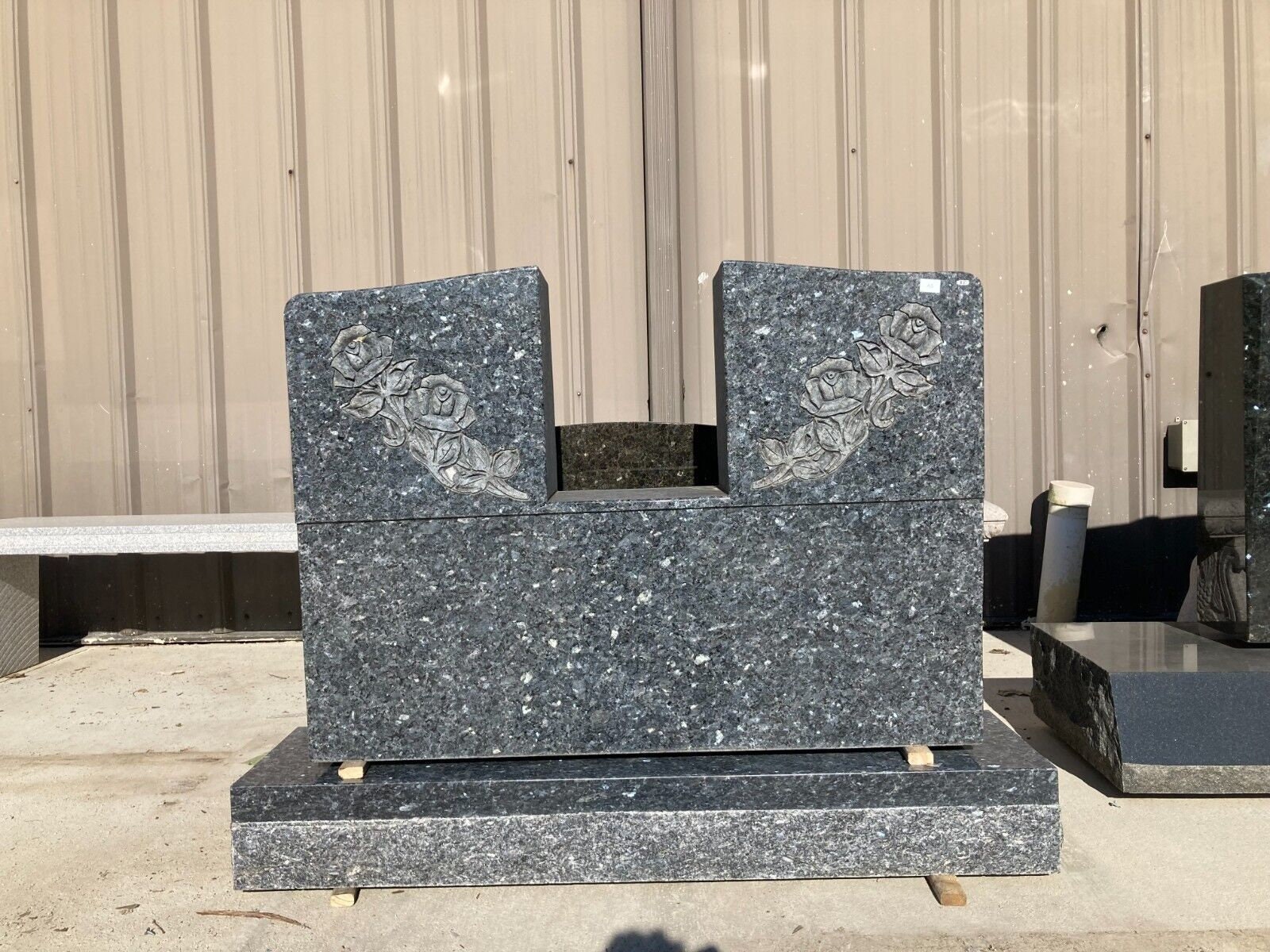Blue Pearl Granite Split Upright Monument MN-47B | Headstone With Room ...