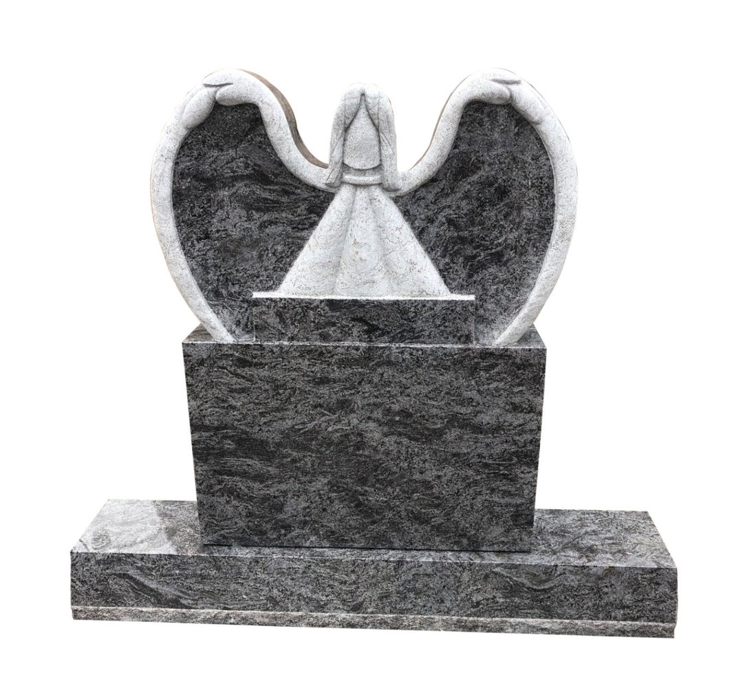 Bahama Blue Granite Angel Monument Polished Wings Cemetery Grave Stone ...