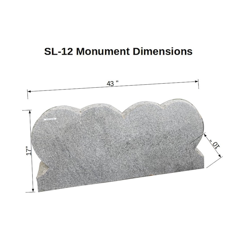 Gray Double Heart Granite Slant Monument SL-12 | Cemetery Headstone ...