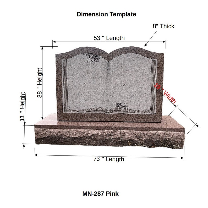 Pink Granite Book Monument Headstone MN-287 - Etsy