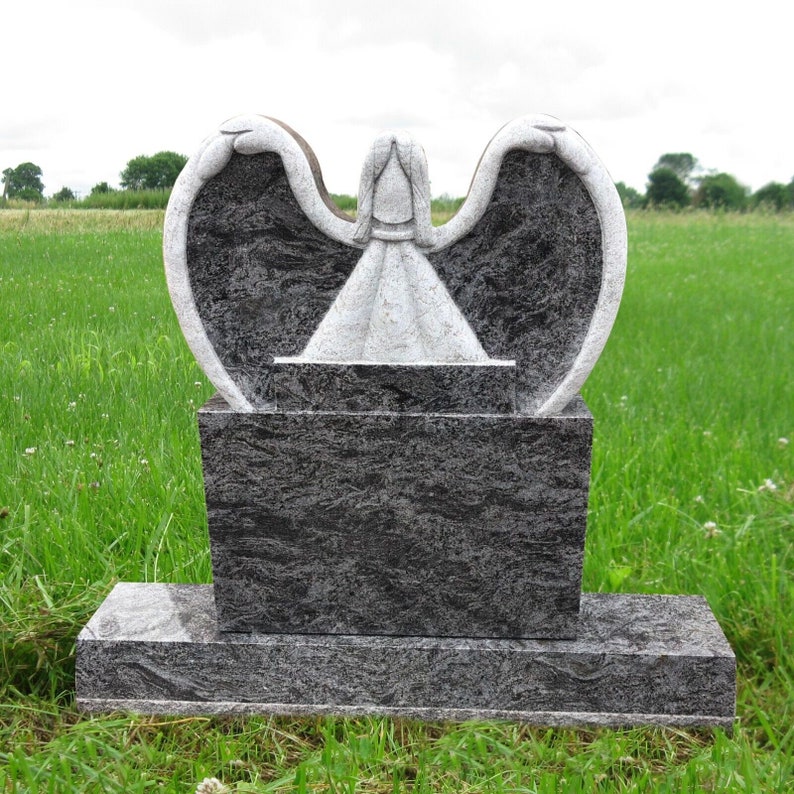 Bahama Blue Granite Angel Monument Polished Wings Cemetery - Etsy