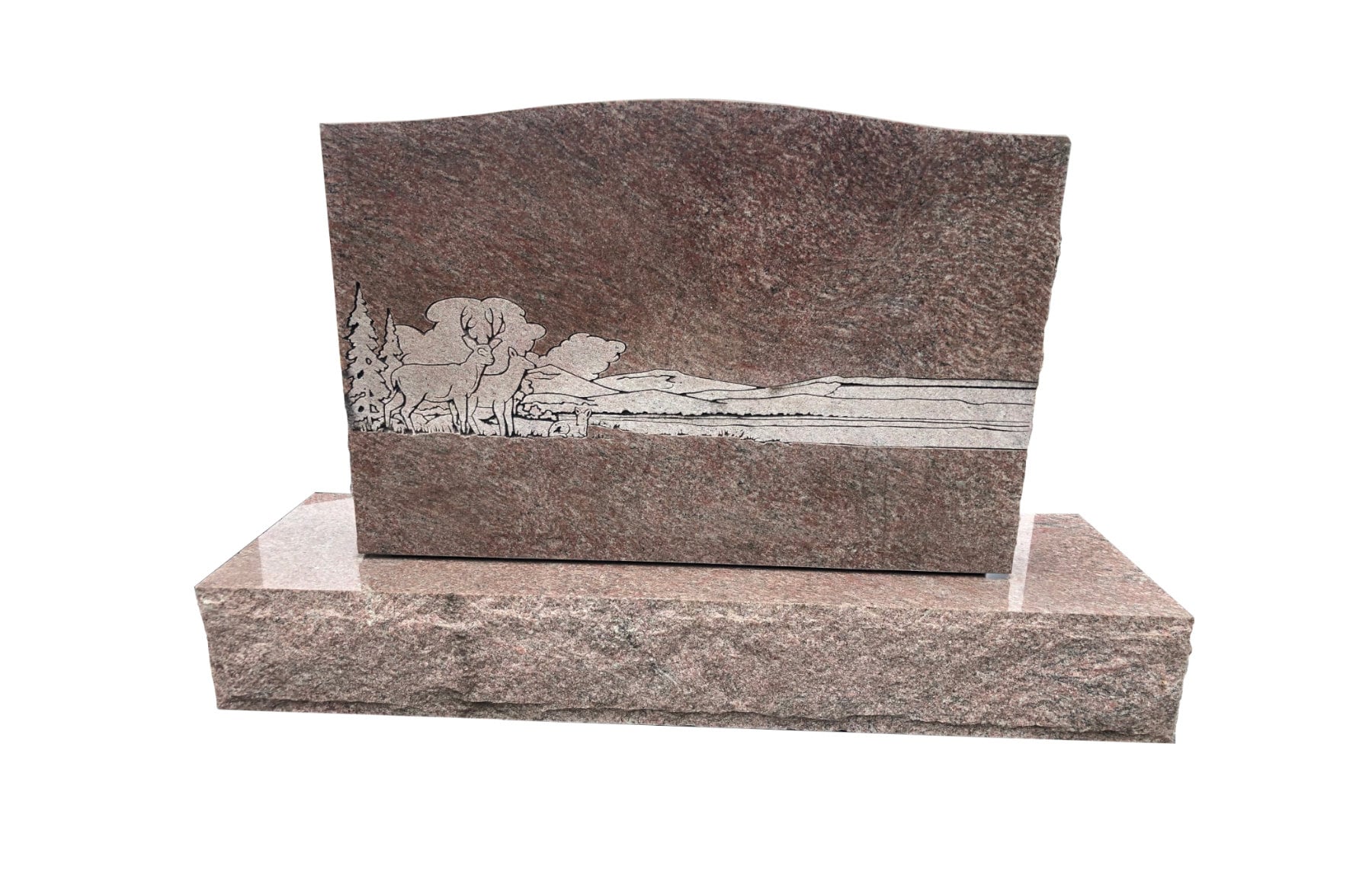 Morning Rose Granite Monument With Deer Scene MN-295 - Etsy