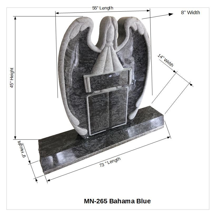 Bahama Blue Angel Granite Headstone – Custom Engraved Cemetery Monument ...