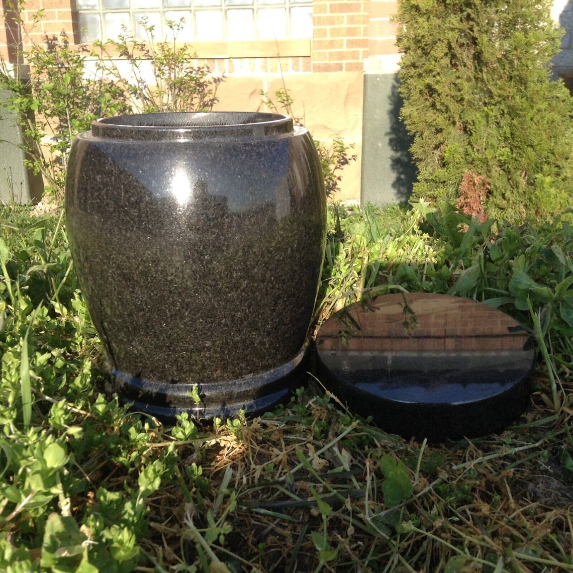 Black Granite Cremation Urn for Ashes Cemetery Memorial Pot - Etsy